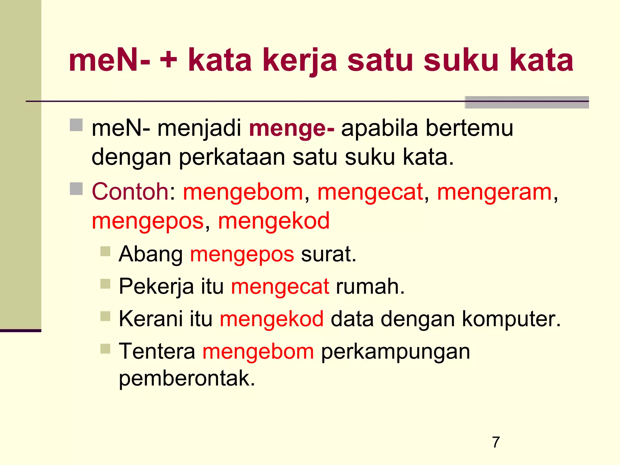 Saiful Nizam tatabahasa - imbuhan me n- ... | PPT