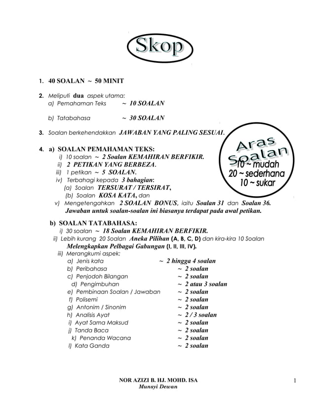 Azizi kertas 1 upsr teknik jawab soalan skop pilihan | PDF