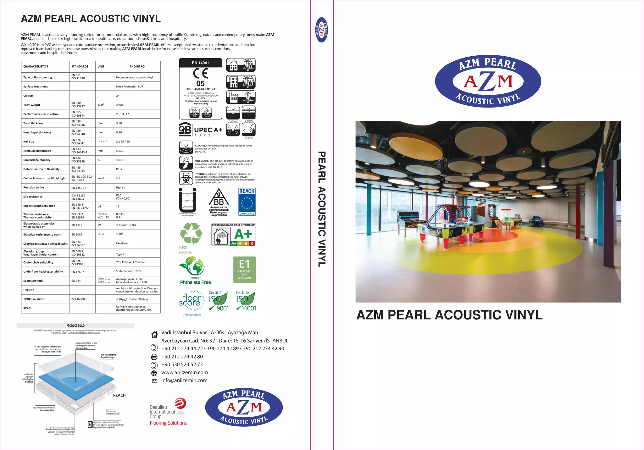 AZM Pearl Akustik Heterojen PVC Zemin Kaplama - Anıl Zemin Market | PDF