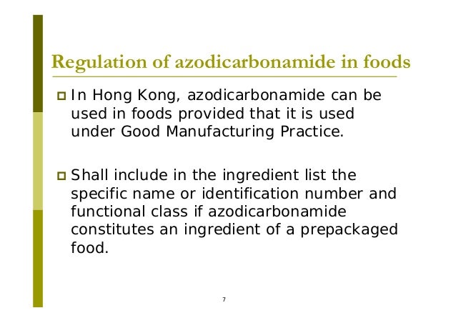 Azodicarbonamide in Foods