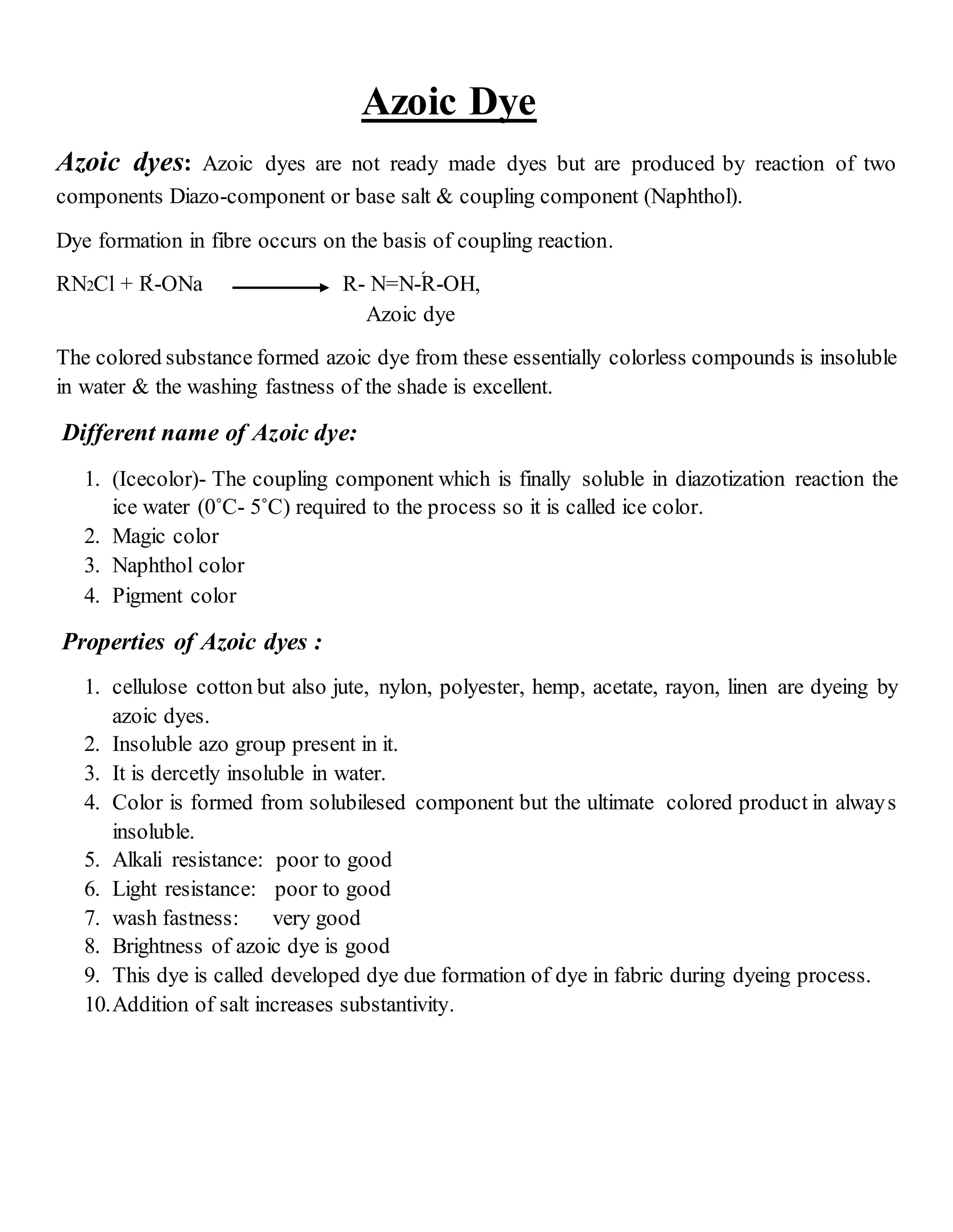 Azoic Dye (Full PDF) | DOCX