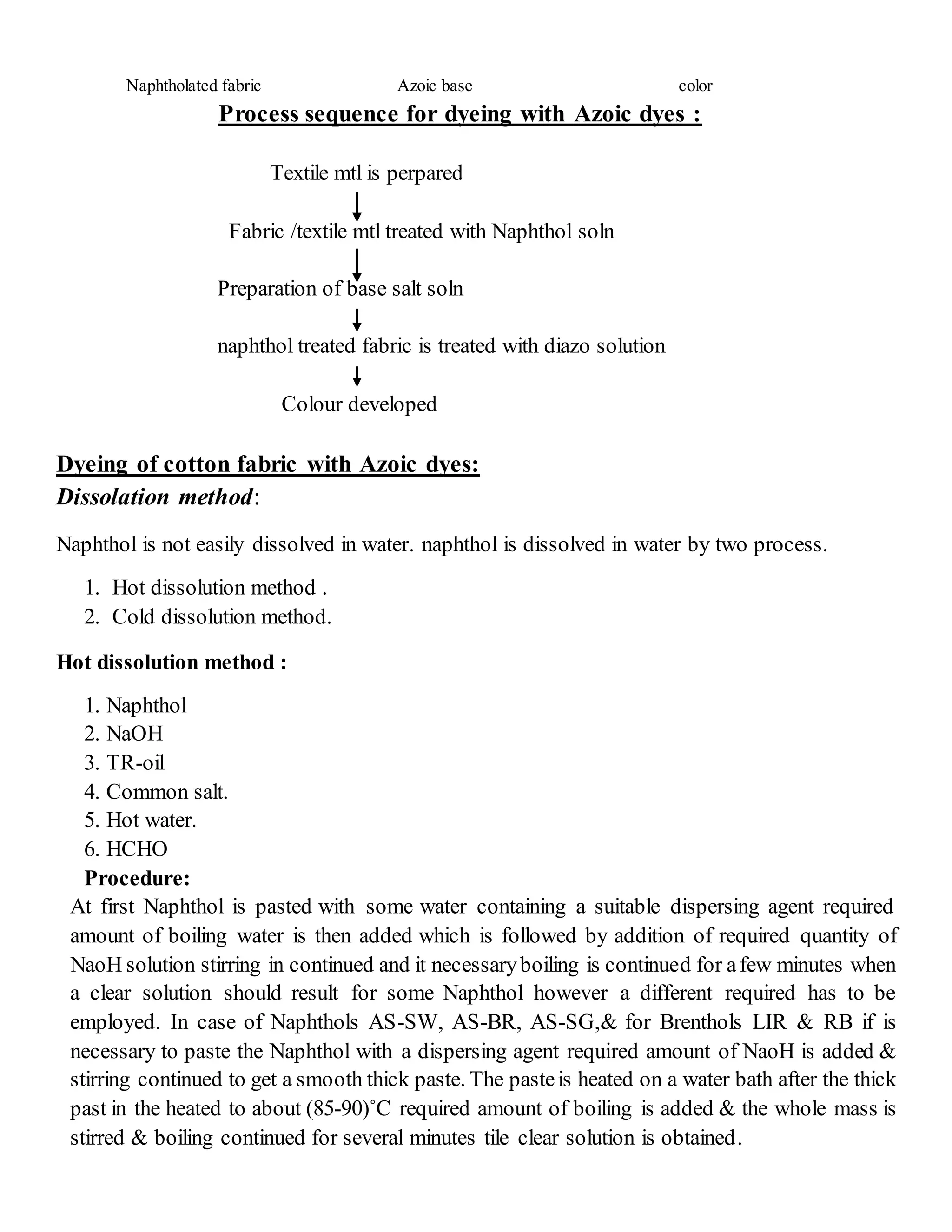 Azoic Dye (Full PDF) | DOCX