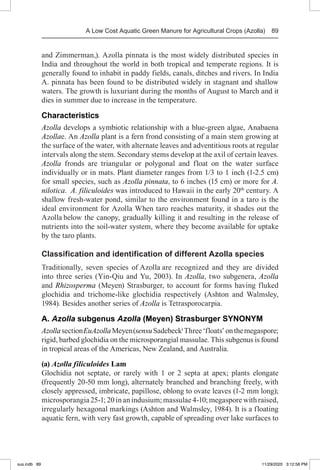 A Low Cost Aquatic Green Manure for Agricultural Crops (Azolla) | PDF