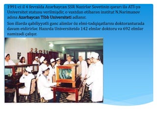 Azərbaycan tibb universitetinin tarixi | PPTX