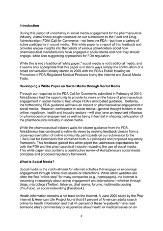 AstraZeneca Social Media White Paper | PDF