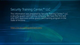 How to get an Arizona Security Guard Card License | PPTX