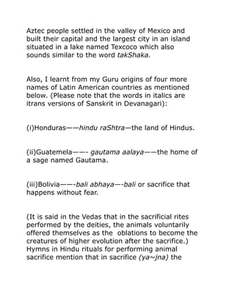 Origin of Aztec and about ancient Latin America in the context of Vedas ...