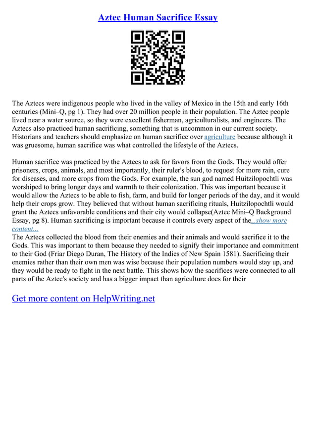 Aztec Human Sacrifice Essay | PDF