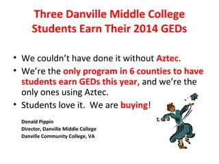 Aztec's 2014 GED series product research | PPT