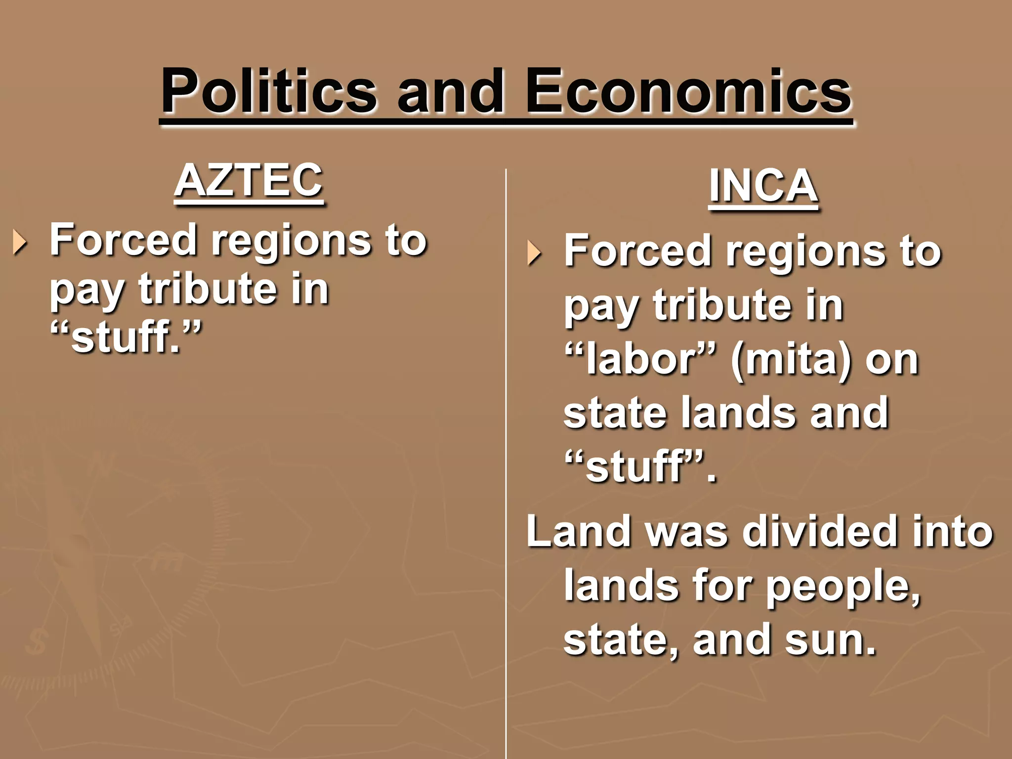 Aztecs and incas compared politics and economics | PPTX