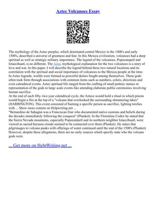 Aztec Volcanoes Essay | PDF