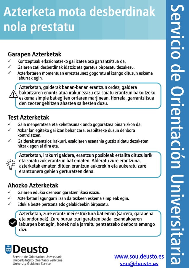 Azterketa mota desberdinak nola prestatu | PDF