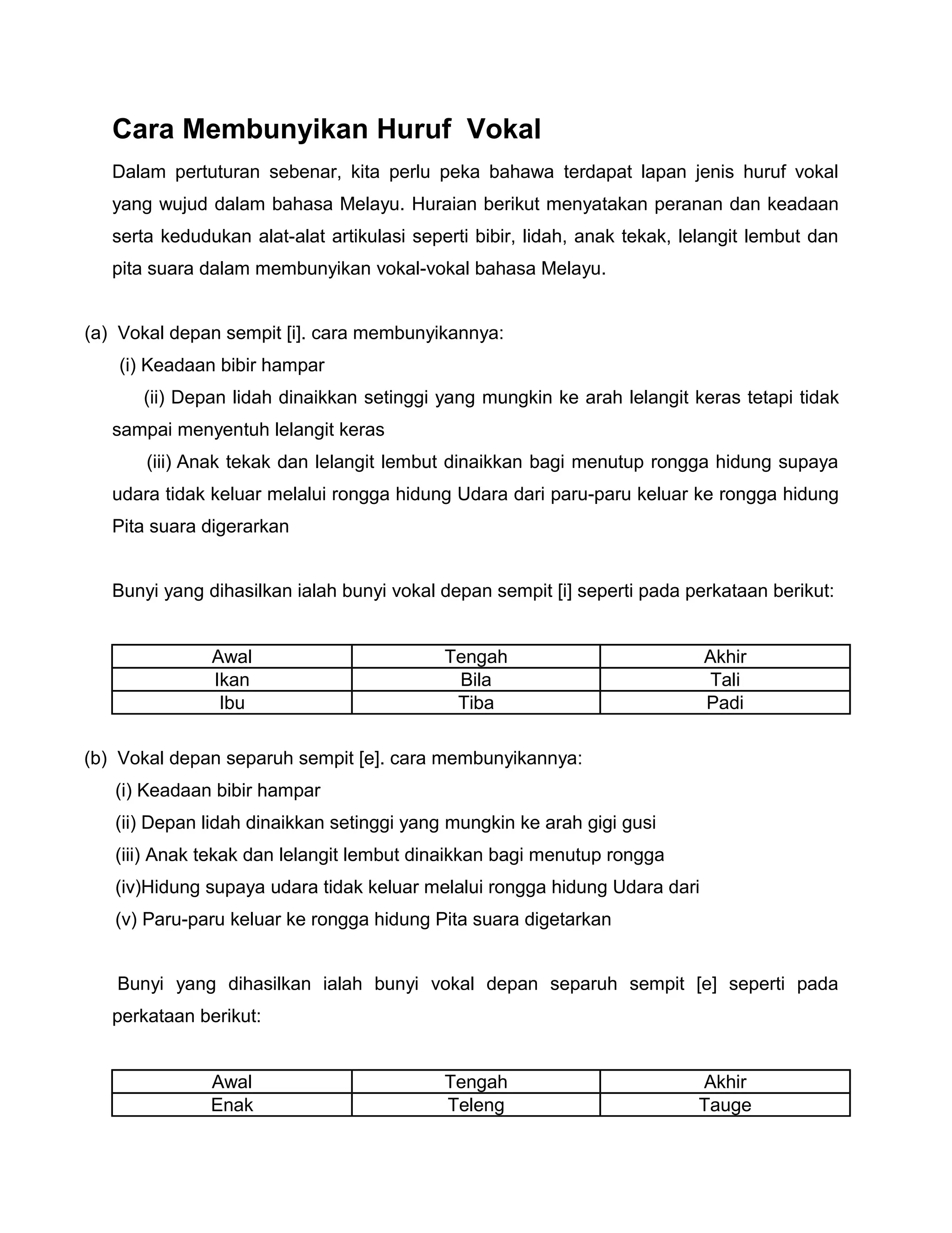 Bunyi vokal dan bunyi konsonan | DOC