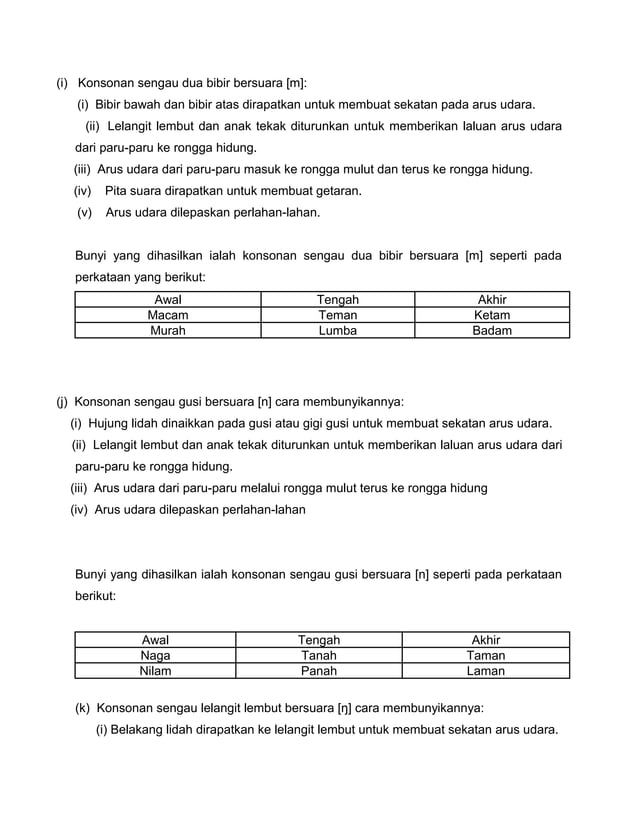 Bunyi vokal dan bunyi konsonan | DOC