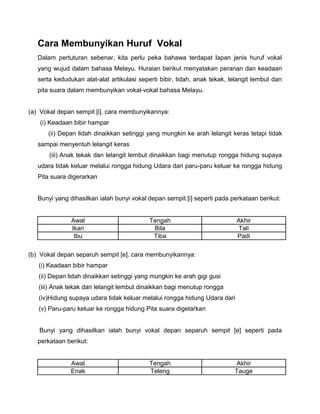 Bunyi vokal dan bunyi konsonan | DOC