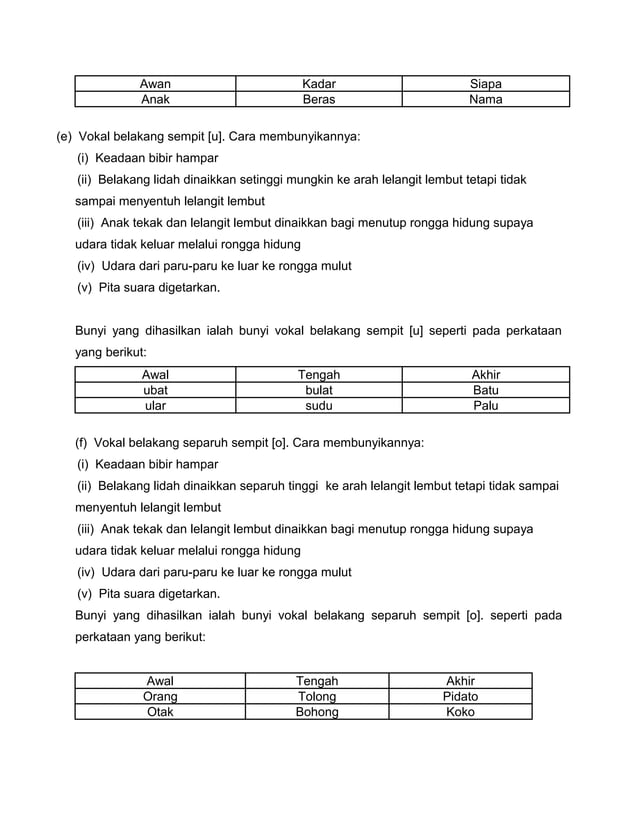 Bunyi vokal dan bunyi konsonan | DOC