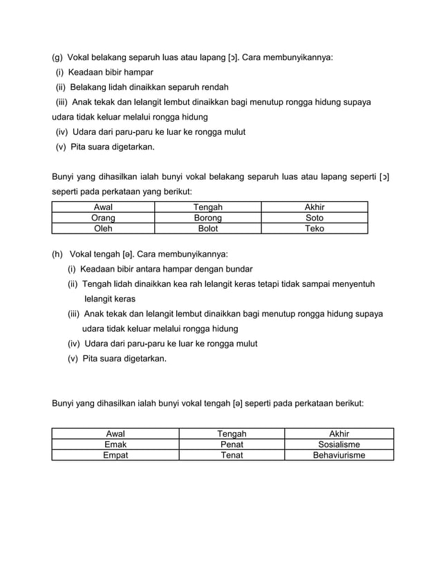 Bunyi vokal dan bunyi konsonan | DOC