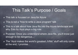 Azul Zulu on Azure Overview -- OpenTech CEE Workshop, Warsaw, Poland | PPT