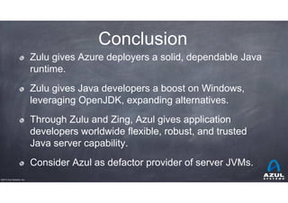 Azul Zulu on Azure Overview -- OpenTech CEE Workshop, Warsaw, Poland | PPT