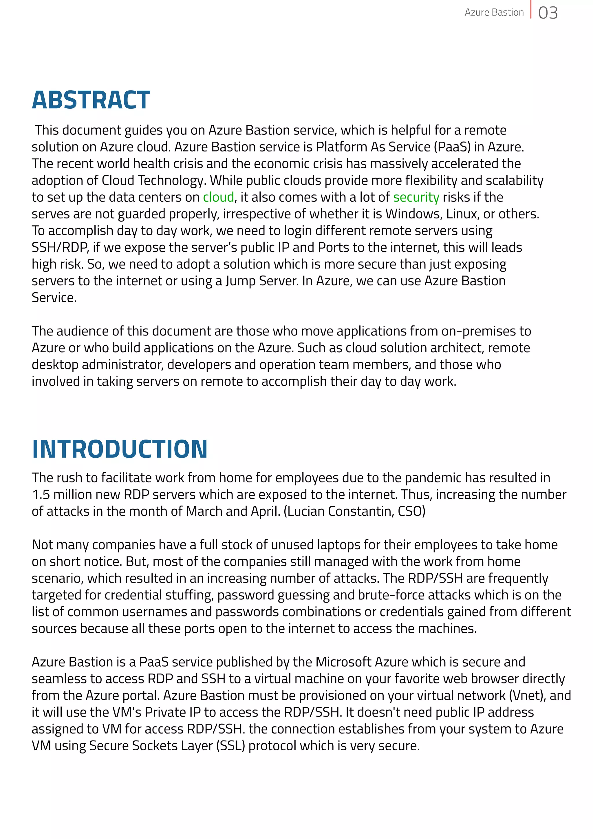 Azure bastion- Remote desktop RDP/SSH in Azure using Bastion Service as (PaaS) | PDF | Cloud ...