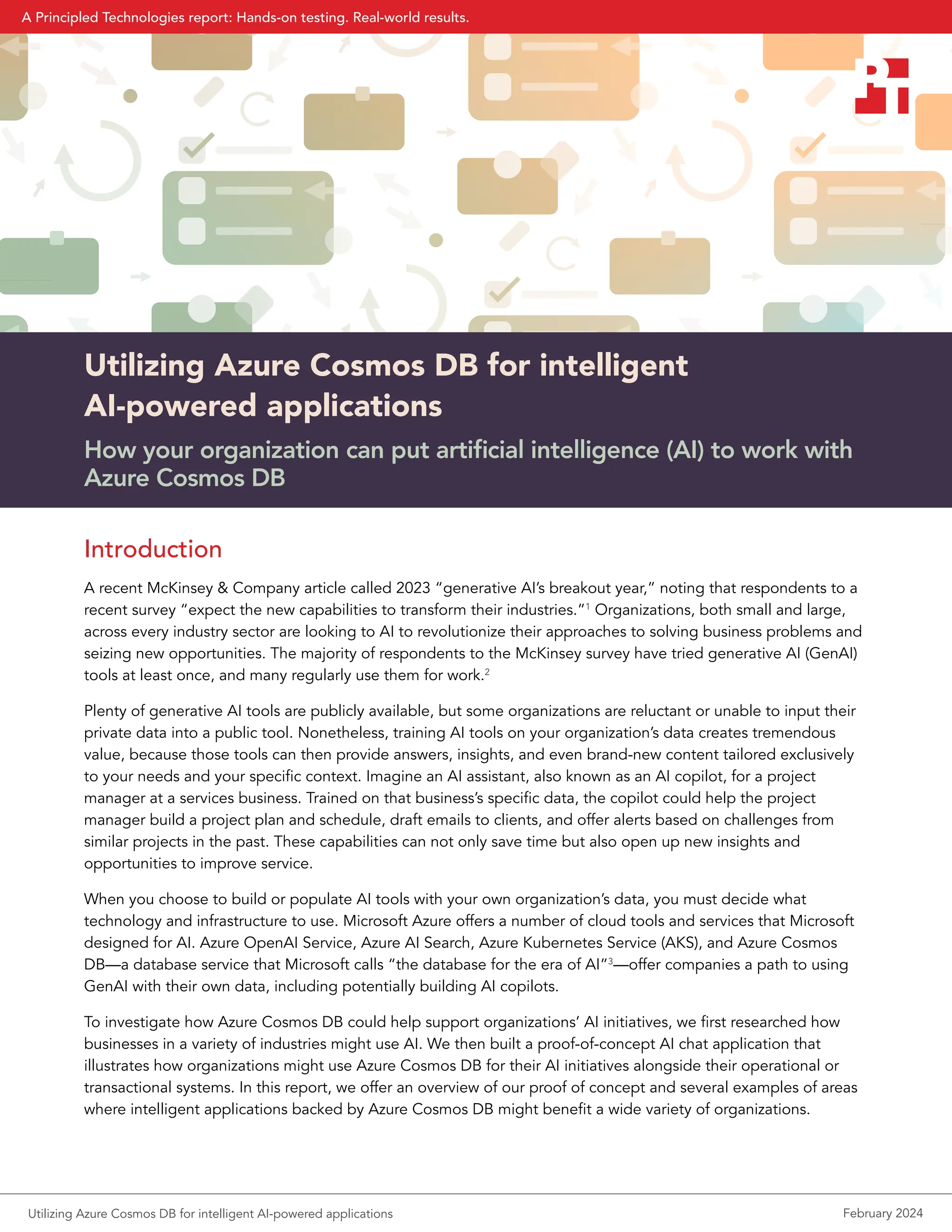 Utilizing Azure Cosmos DB for intelligent AI‑powered applications | PDF