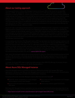 Three Microsoft Azure SQL Managed Instances offered better SQL Server performance and value than ...