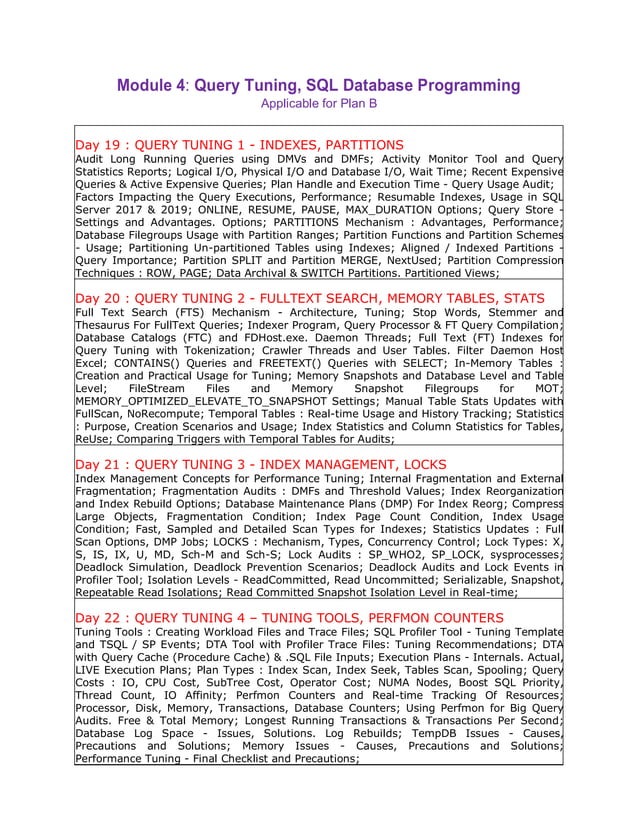 Azure SQL Database DEV - LIVE Online Training | PDF