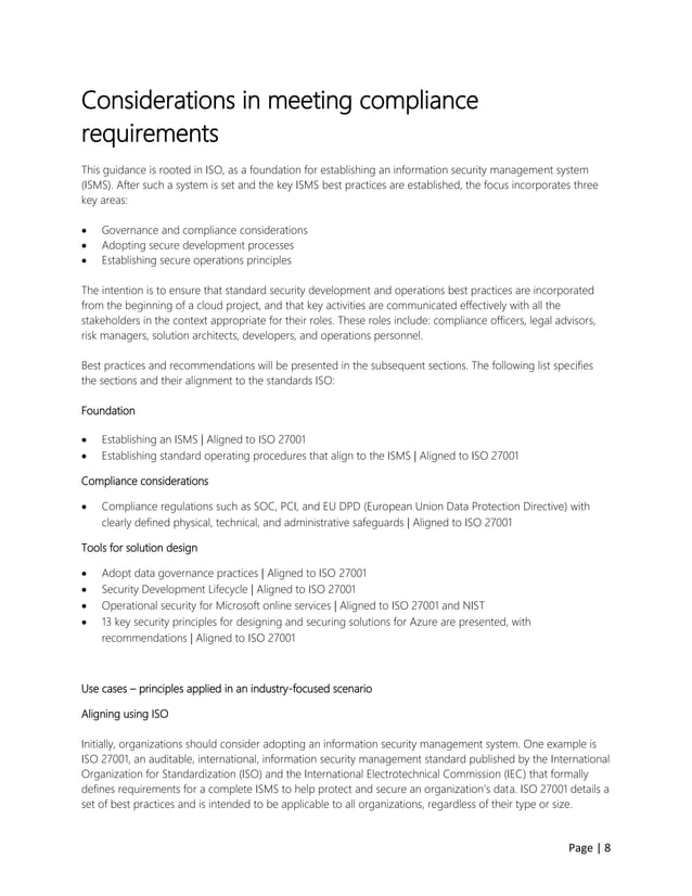 Azure 13 effective security controls for iso 27001 compliance | PDF