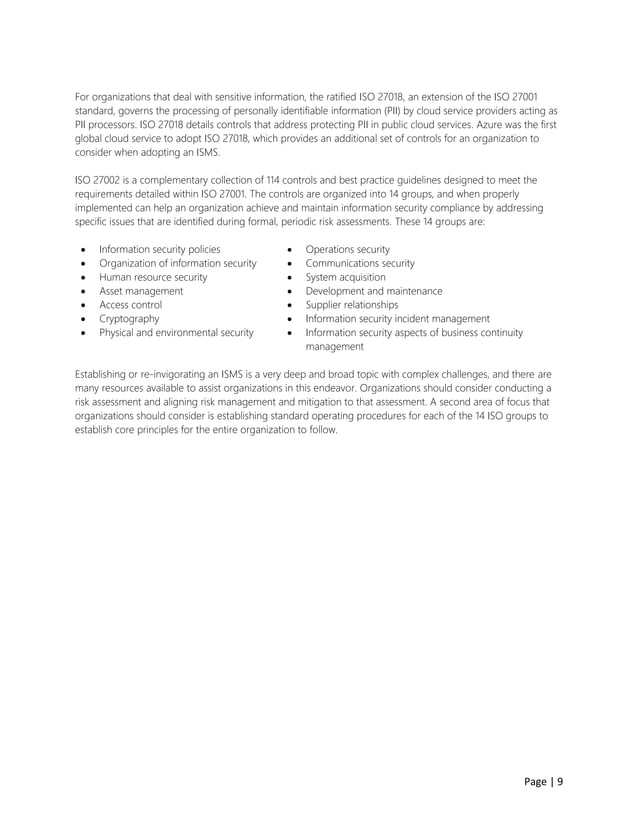 Azure 13 effective security controls for iso 27001 compliance | PDF