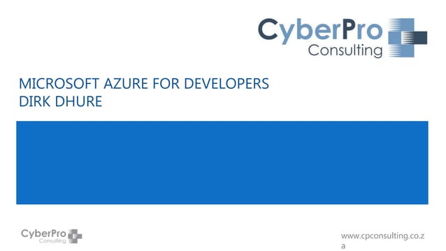 Microsoft Azure for Developers - An Introduction | PPT