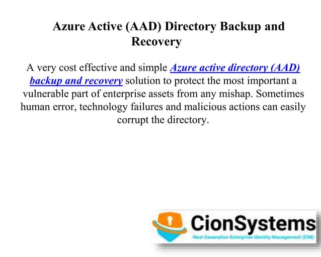 Azure Active (AAD) Directory Backup and Recovery, cionsystems.pptx