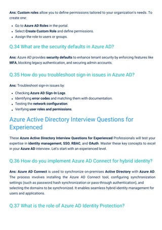 Azure Active Directory Interview Questions PDF By ScholarHat | PDF