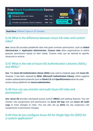 Azure Active Directory Interview Questions PDF By ScholarHat | PDF