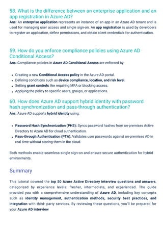 Azure Active Directory Interview Questions PDF By ScholarHat | PDF