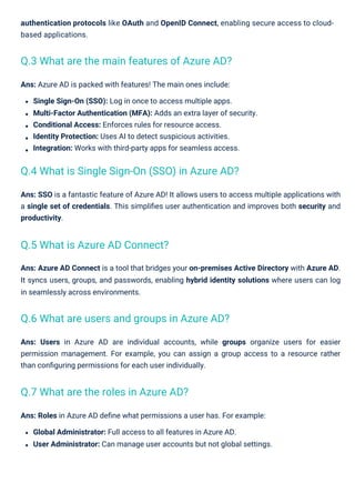 Azure Active Directory Interview Questions PDF By ScholarHat | PDF