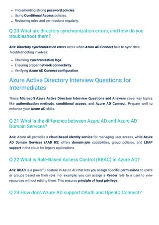 Azure Active Directory Interview Questions PDF By ScholarHat | PDF