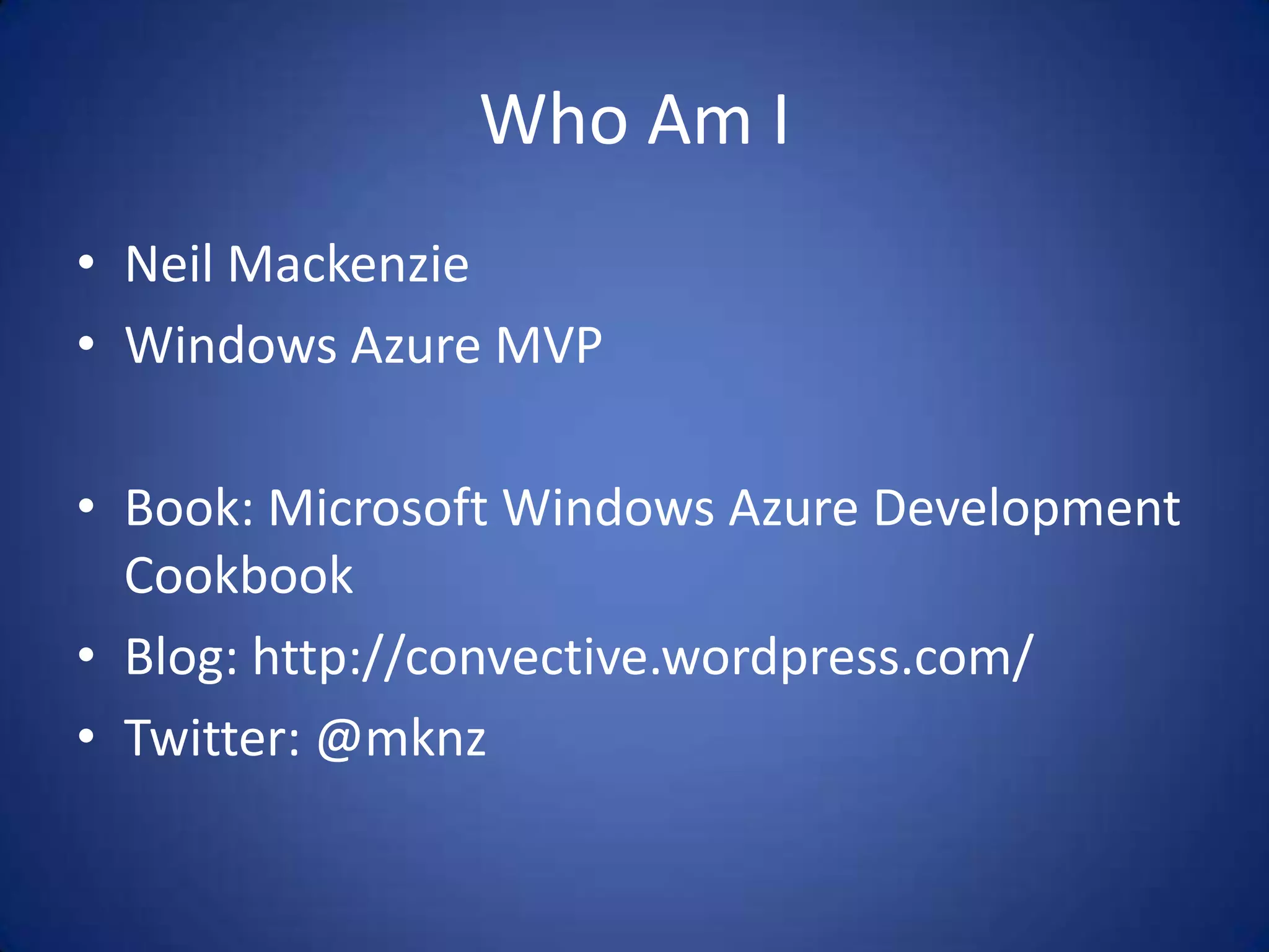 Introduction to Windows Azure AppFabric Applications | PPTX