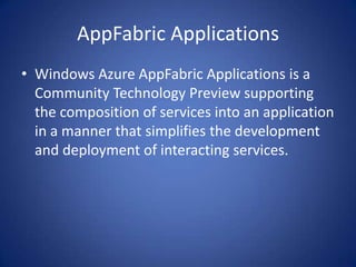Introduction to Windows Azure AppFabric Applications | PPT