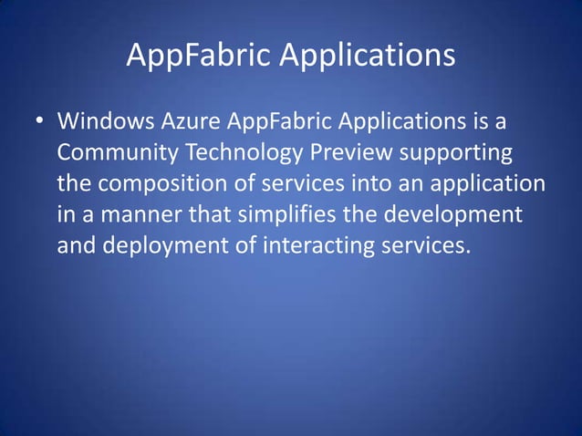 Introduction to Windows Azure AppFabric Applications | PPTX