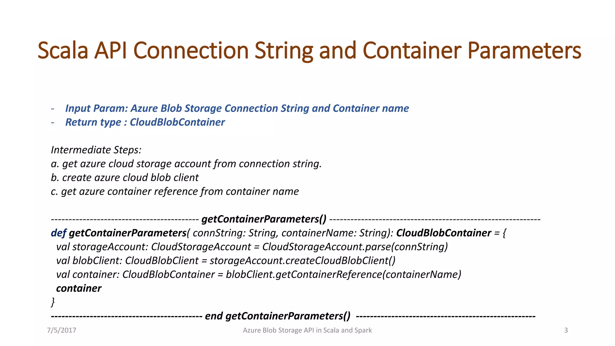 Azure Blob Storage Api For Scala And Spark Pptx Data Storage And