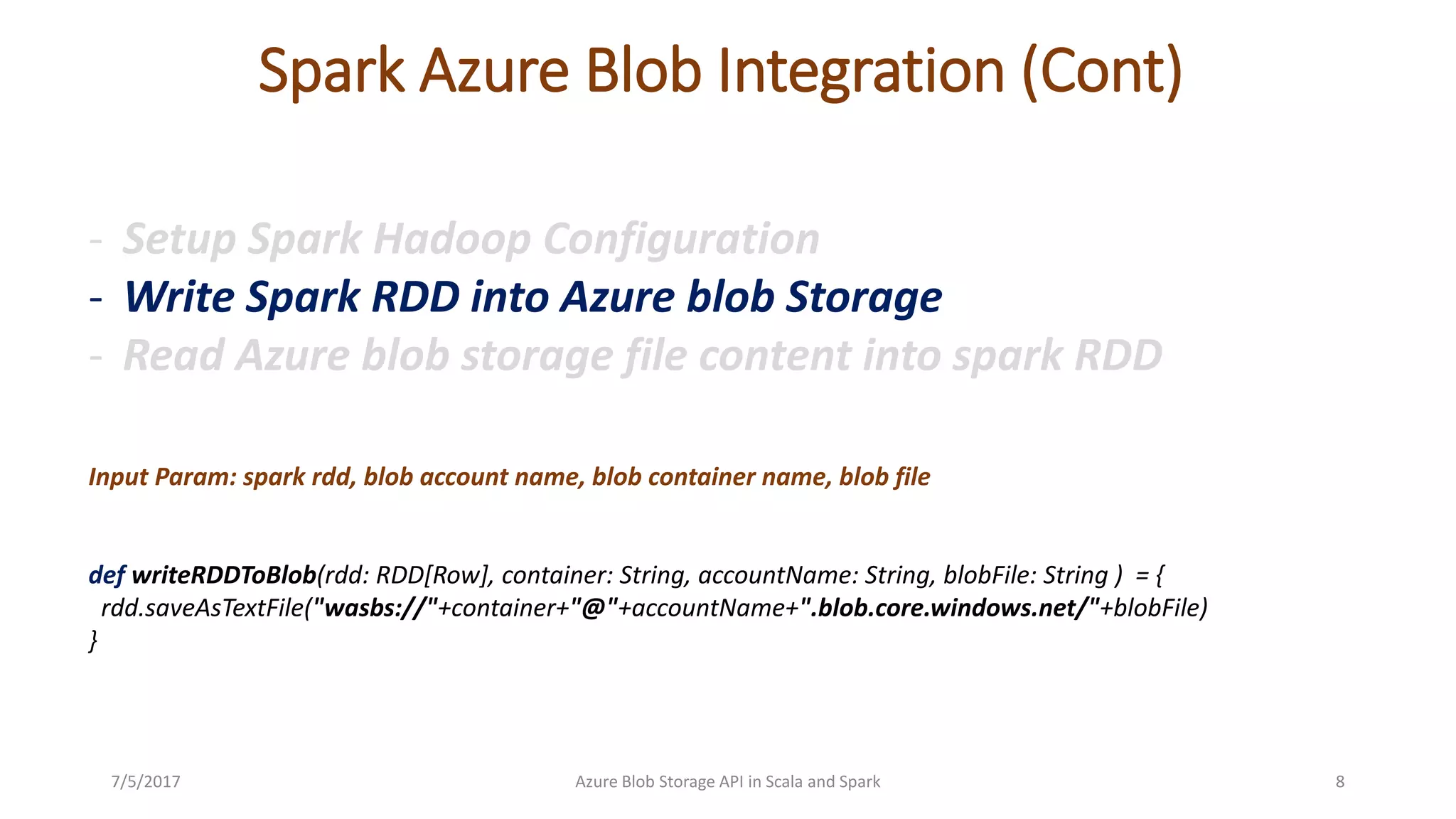 Azure Blob Storage Api For Scala And Spark Pptx Data Storage And