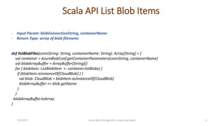 Azure Blob Storage API for Scala and Spark | PPTX