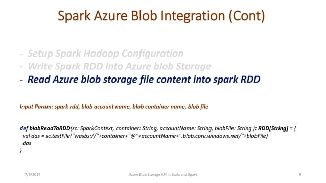 Azure Blob Storage Api For Scala And Spark Pptx Data Storage And Warehousing Computing