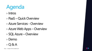 Sydney 2015 Azure bootcamp PaaS presentation | PPT
