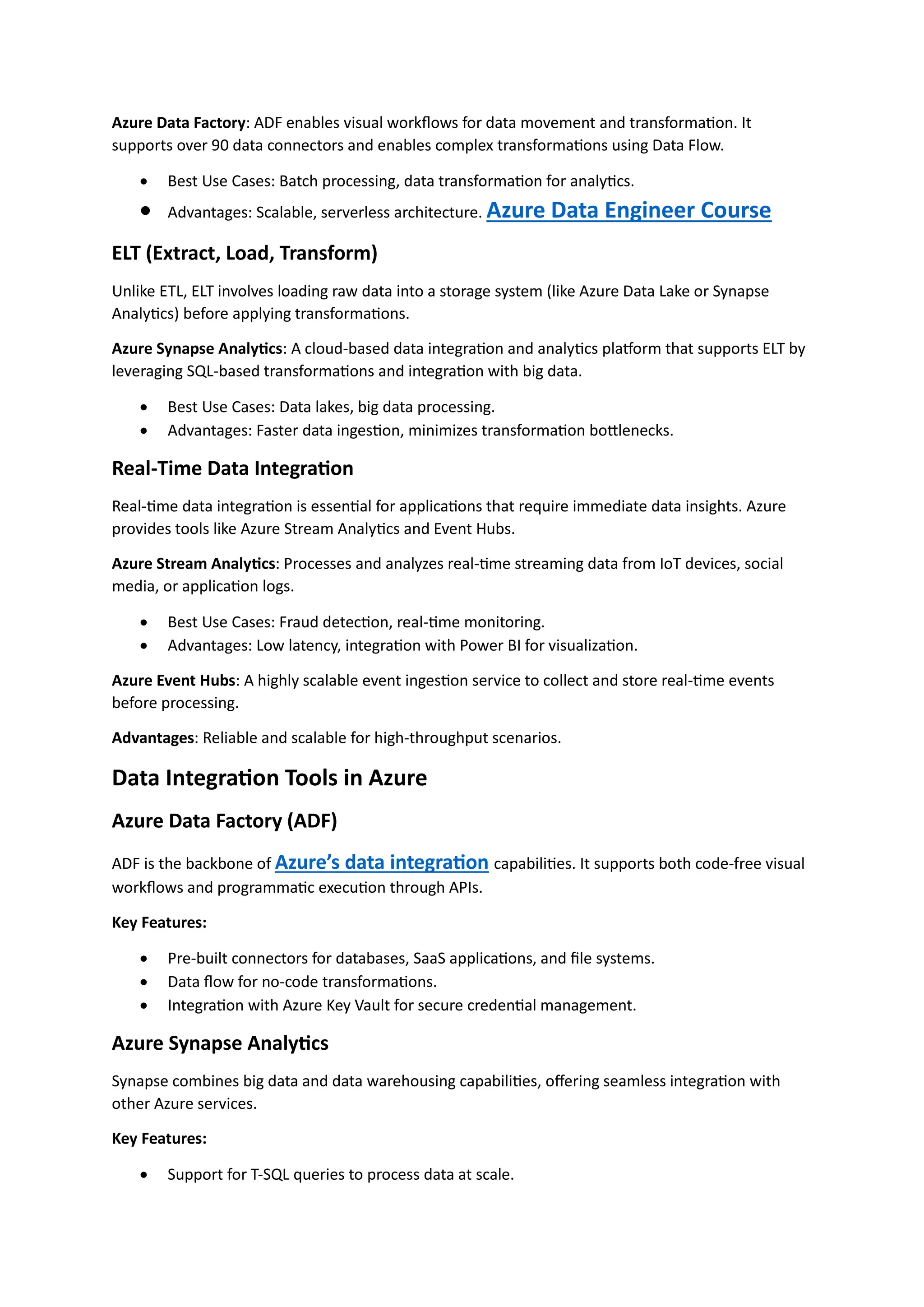 Azure Data Engineer Course | Azure Data Engineer Training In Hyderabad | PDF