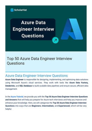 Azure Data Engineer Interview Questions By ScholarHat | PDF