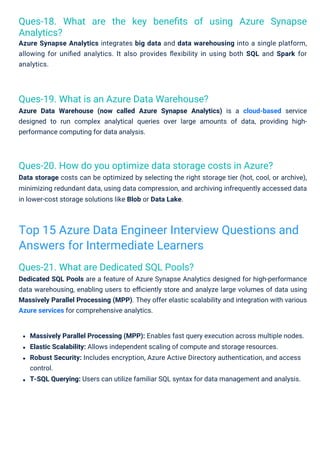 Azure Data Engineer Interview Questions By ScholarHat | PDF