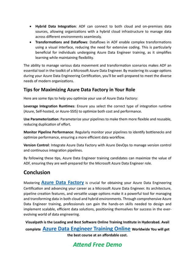 Azure Data Engineer Online Training | Microsoft Azure Data Engineer | PDF | Free Download