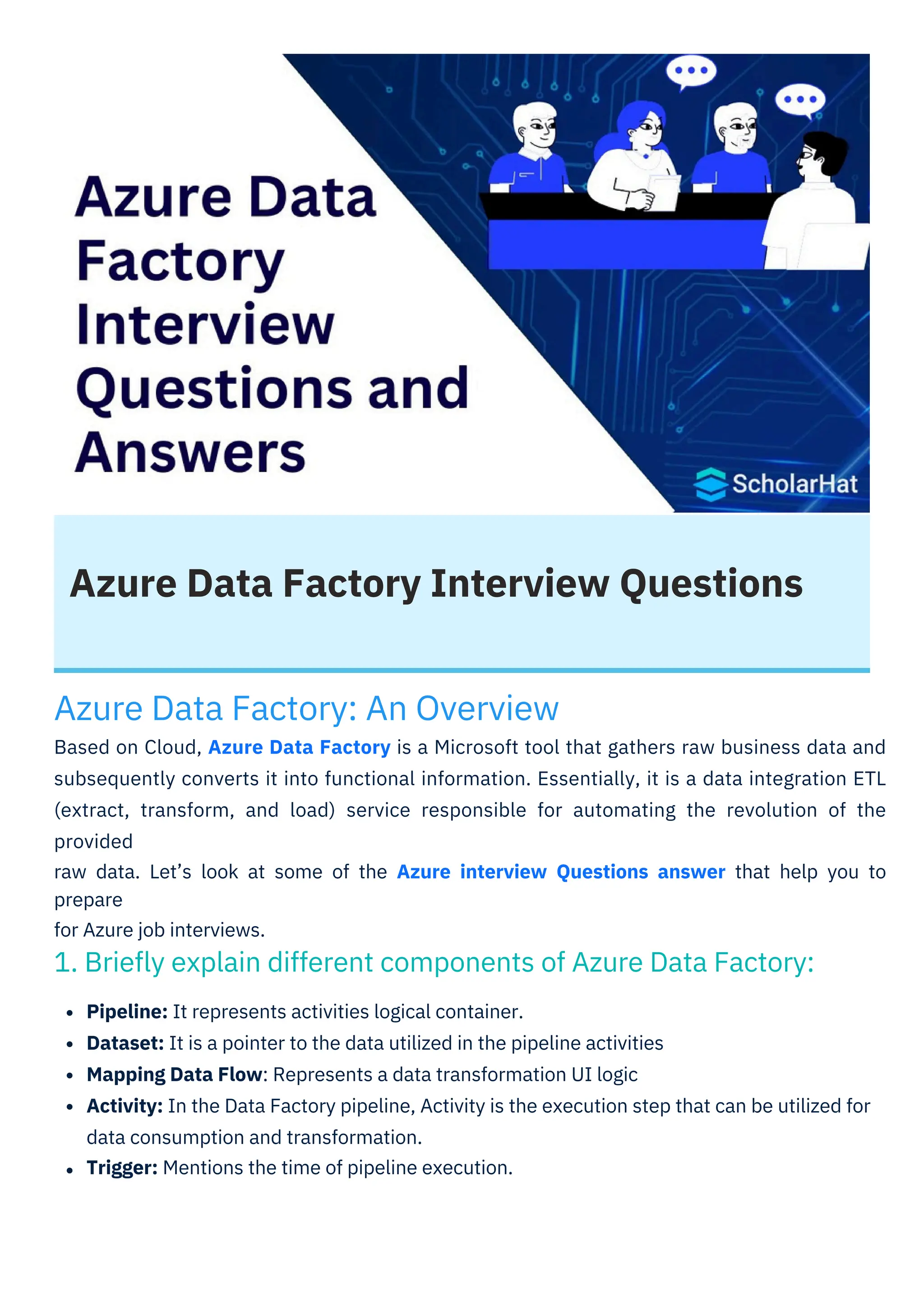 Azure Data Factory Interview Questions PDF By ScholarHat | PDF