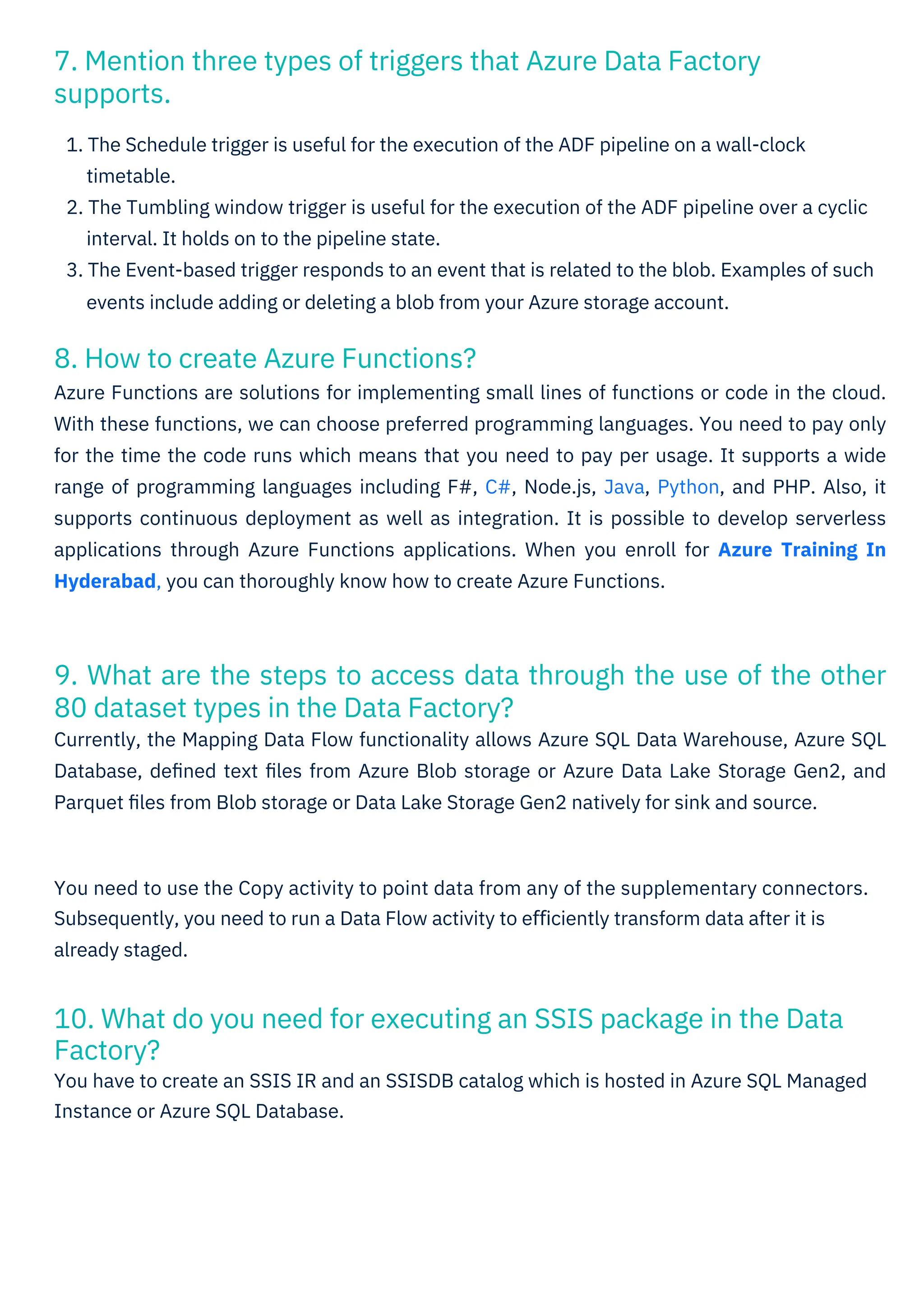 Azure Data Factory Interview Questions PDF By ScholarHat | PDF